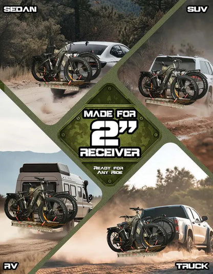 Camo 2-Bike Hitch E-bike Rack with Ramp | Howling Moto